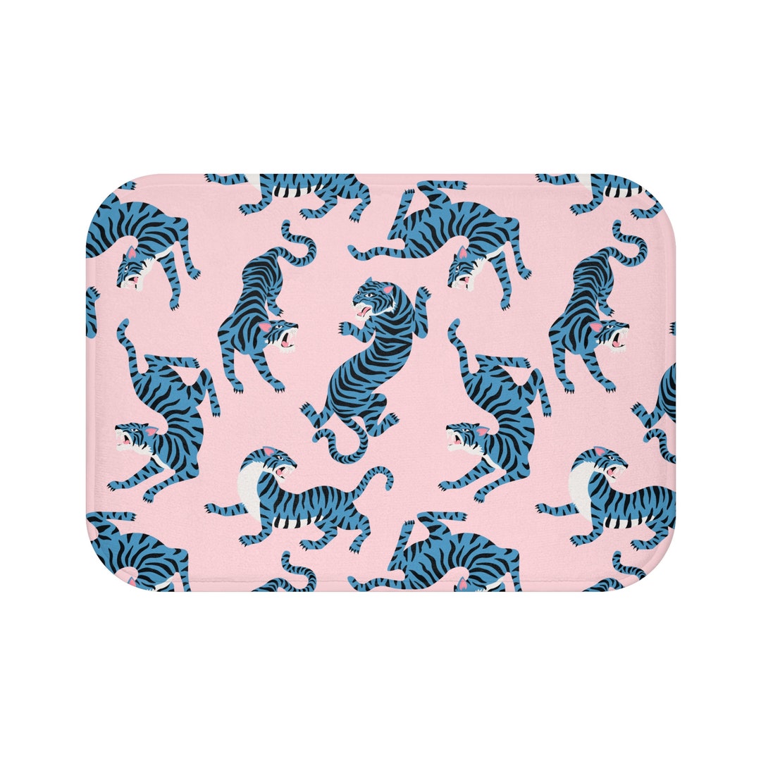 Blue Tiger Bath Mat Kids Bath Mats Colorful Kids Bathroom - Etsy