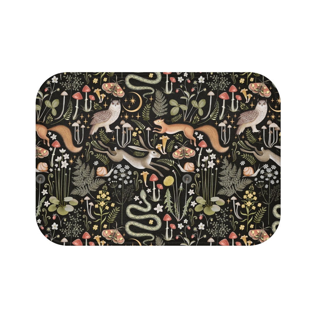 Woodland Animals Bath Mat Fairy Forest Bath Mats Bathroom Decor ...
