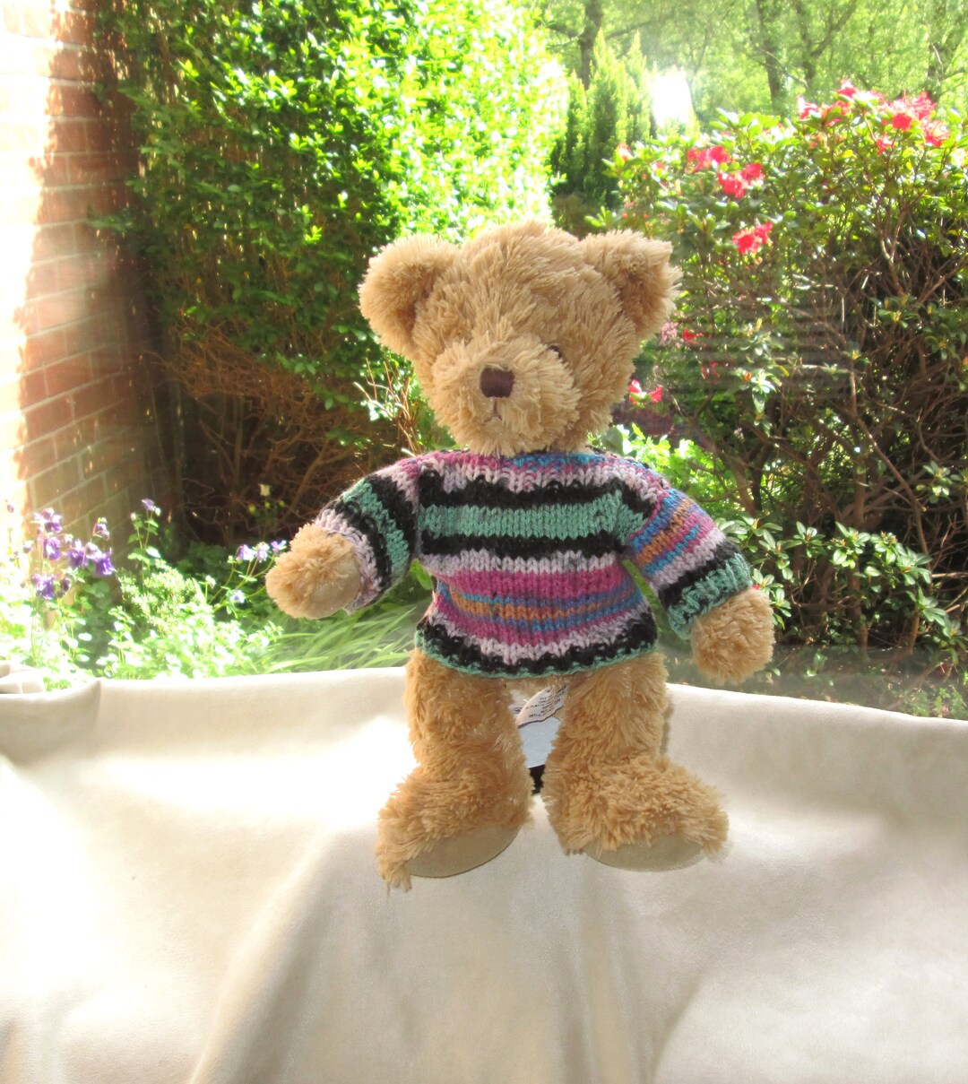 Teddy Bear Clothes Hand Knitted Reversible Multi Coloured Jumper ...