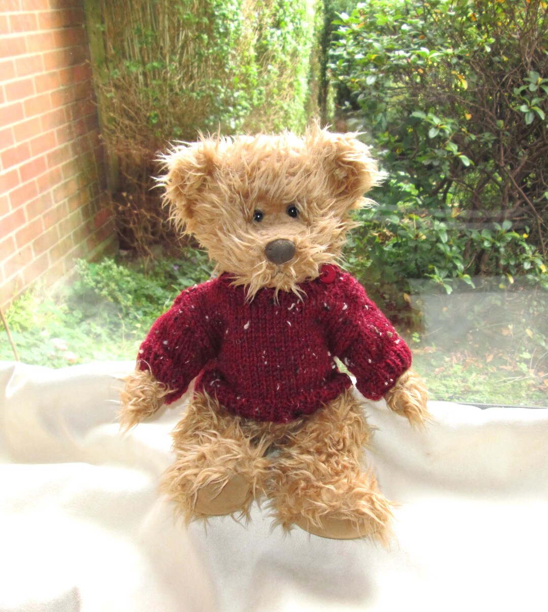 Teddy Bear Clothes Hand Knitted Red Flecked Sweater/jumper to Fit A 14 ...