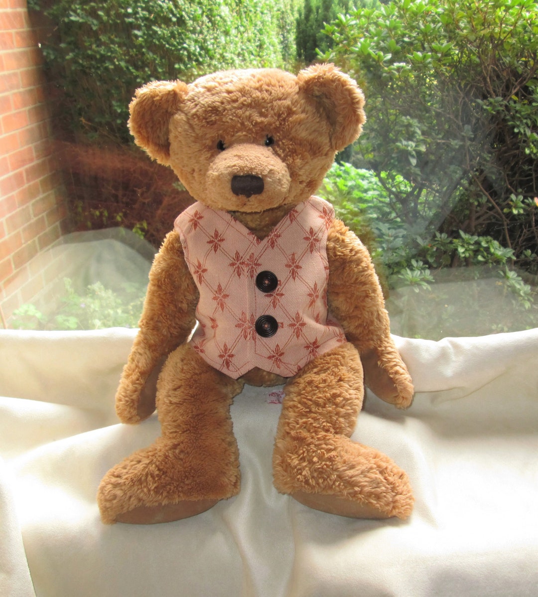 Teddy Bear Clothes, Handmade Copper Patterned Lined Waistcoat/vest With ...