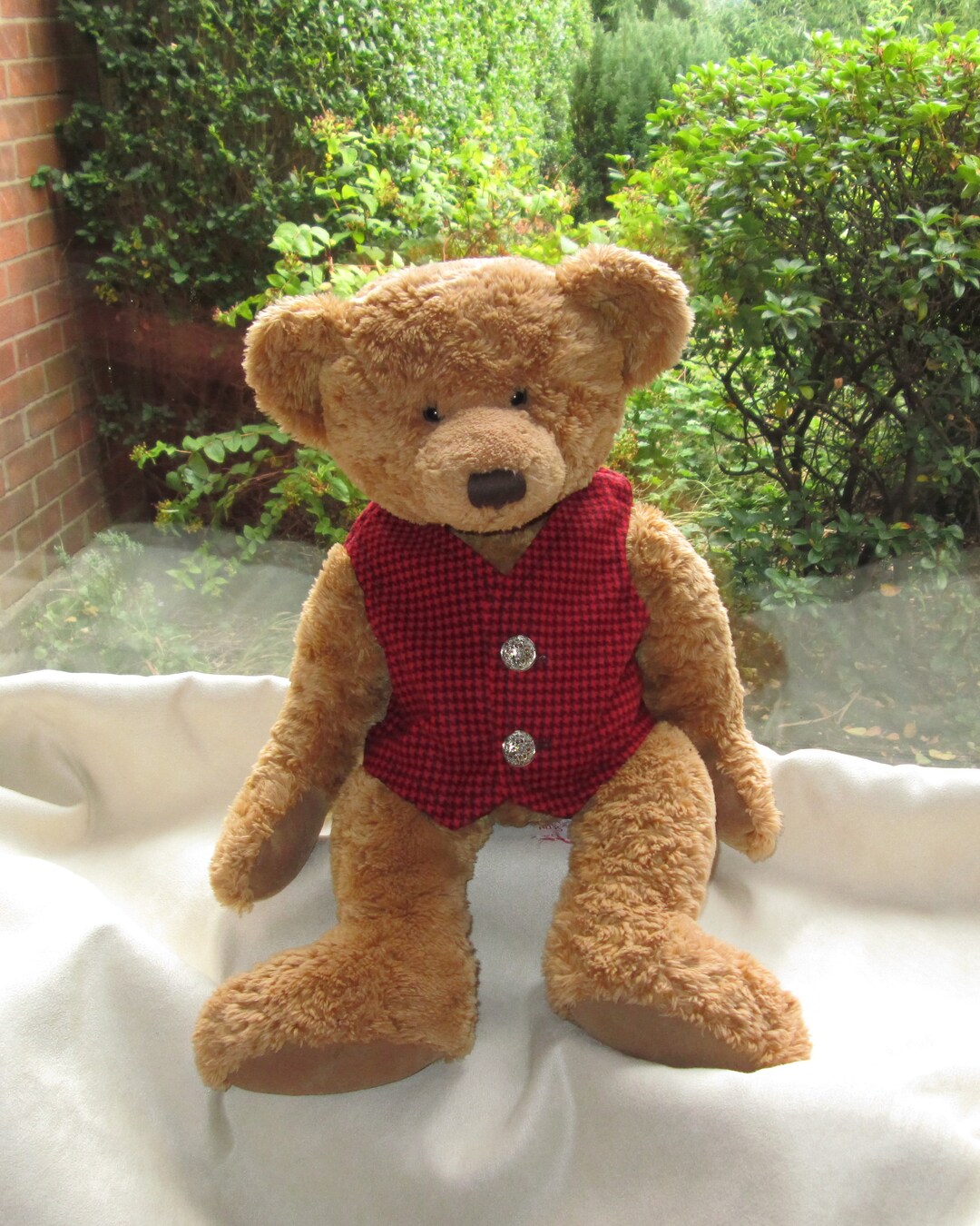 Teddy Bear Clothes Handmade Red Check Patterned Lined - Etsy