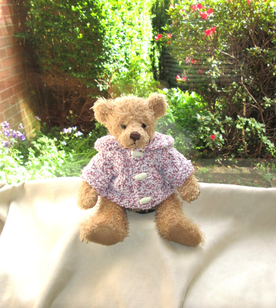 Teddy Bear Clothes/outfit Hand Knitted Snowdrops Pink Hooded Duffle ...