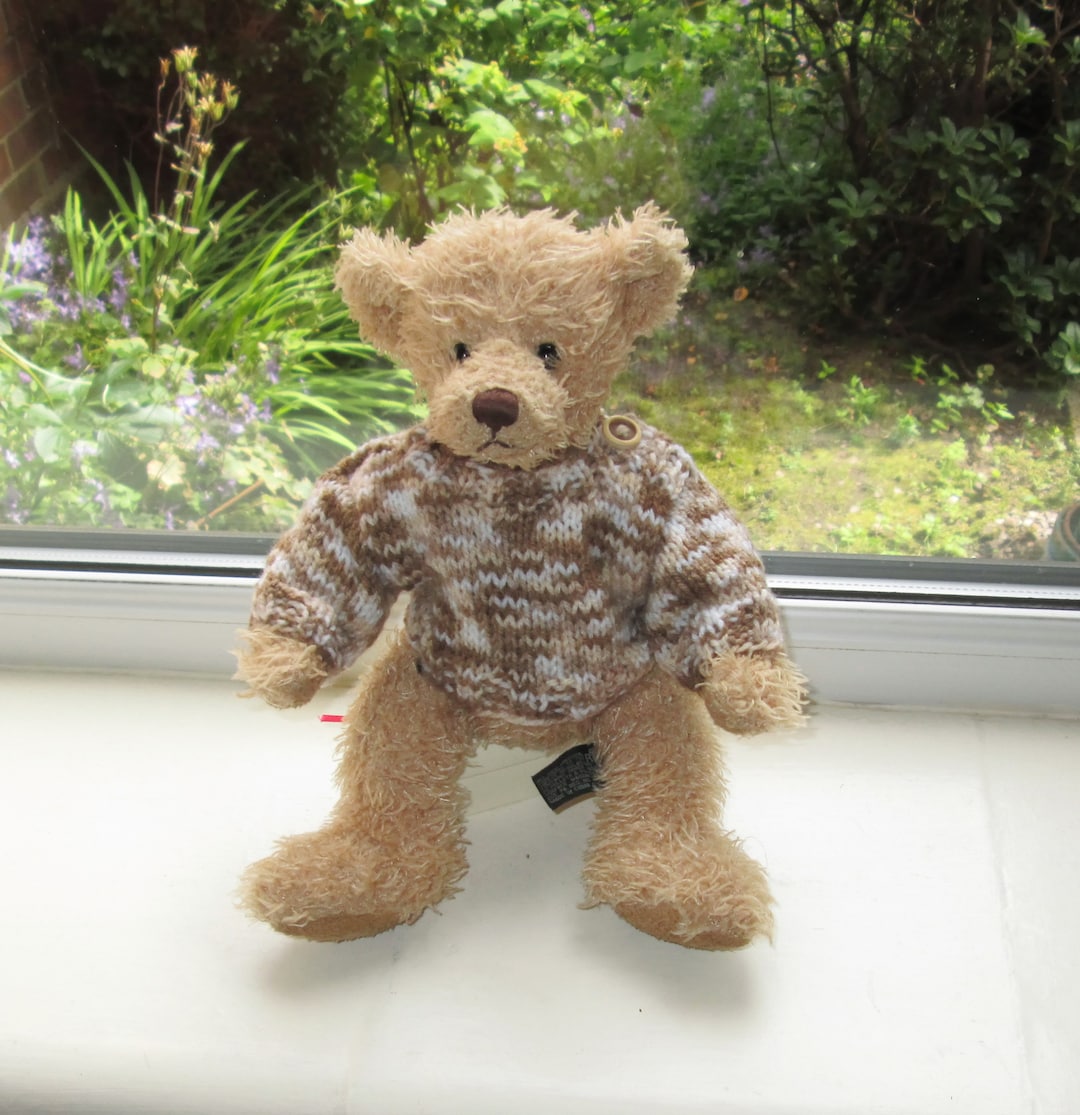Teddy Bear Clothes Hand Knitted Brown Patterned Jumper/sweater to Fit A ...