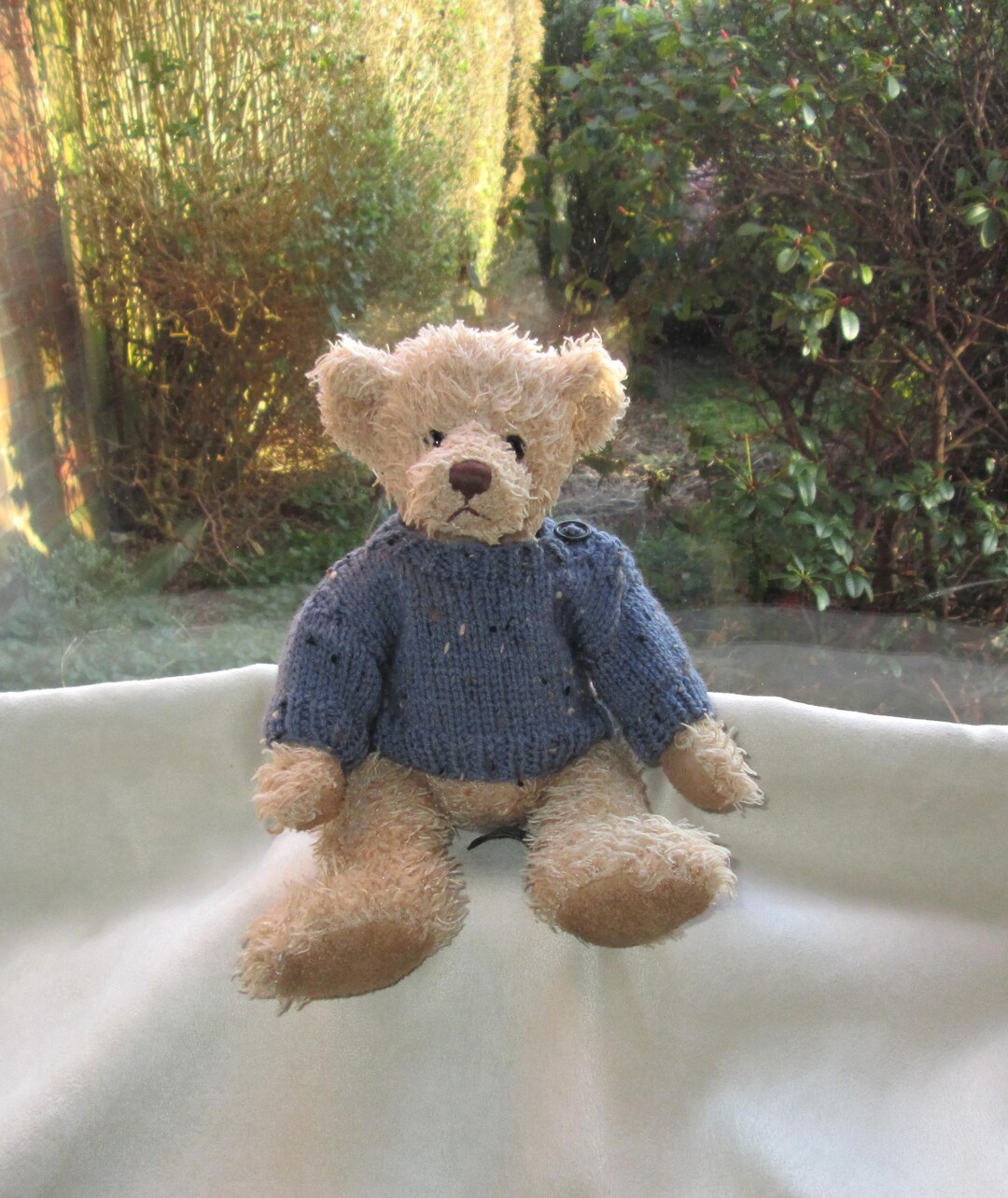 Teddy Bear Clothes Hand Knitted Blue Flecked Jumper/sweater to Fit A 11 ...