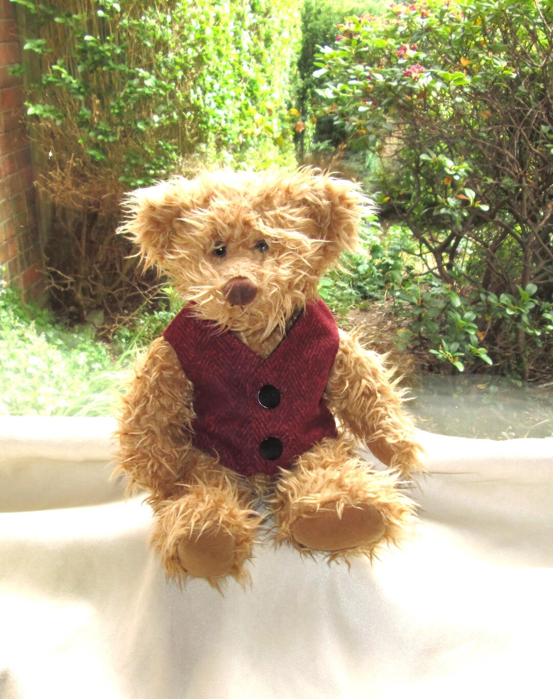 Teddy Bear Clothes, Handmade Rust Herringbone Patterned Lined Waistcoat ...