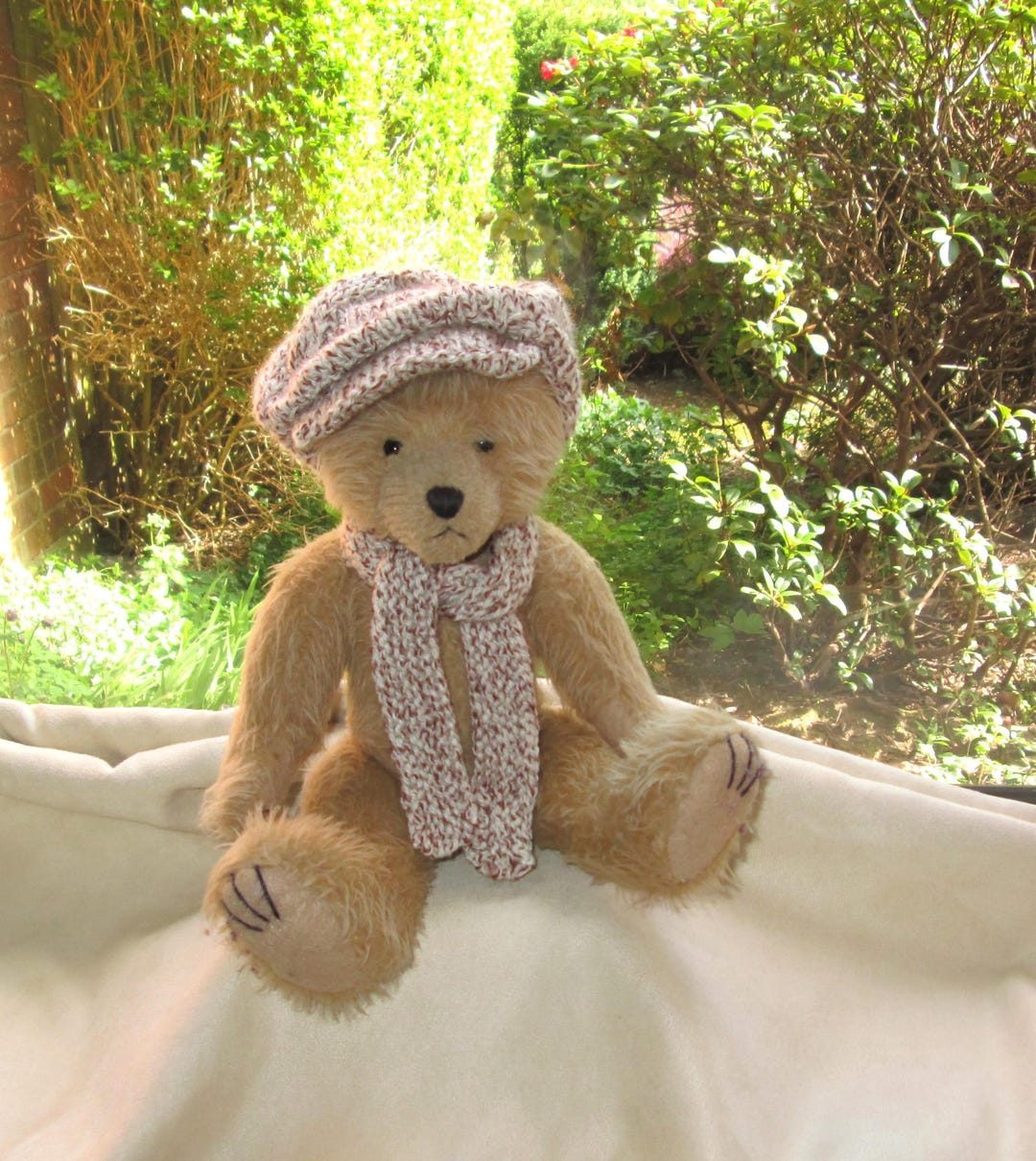 Teddy Bear Clothes, Hand Knitted Light Brown Tweed Flat Cap & Matching ...