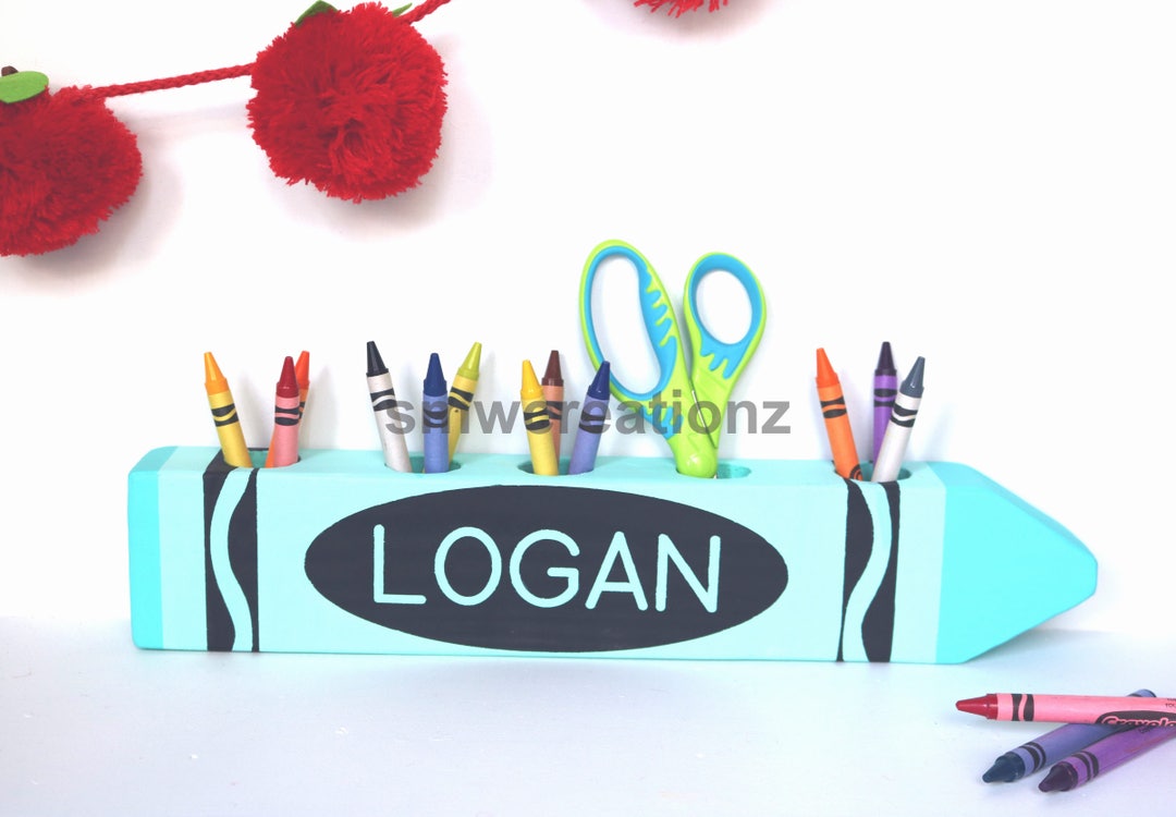 Custom Crayon Holder: Handmade Wood Teacher Desk Organizer - Etsy