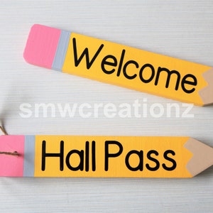 Personalized Teacher Pencil Wood Pencil Hall Pass Classroom Hall Pass ...