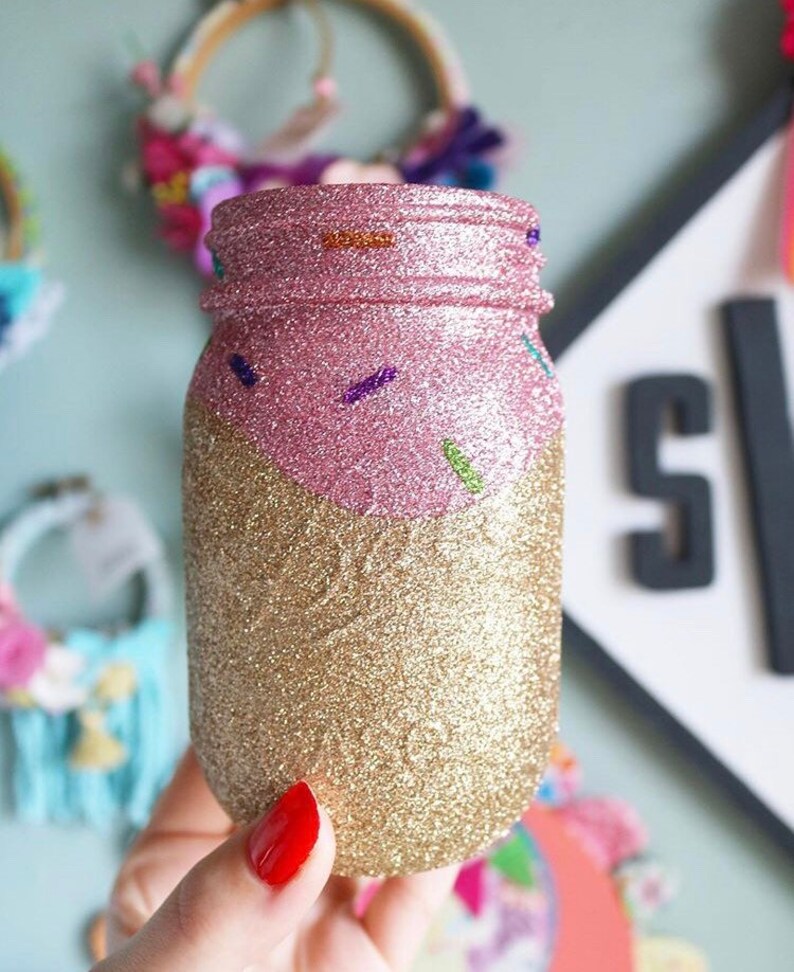 Glitter Doughnut Mason Jar Doughnut Party Food Jar Cute Party ...