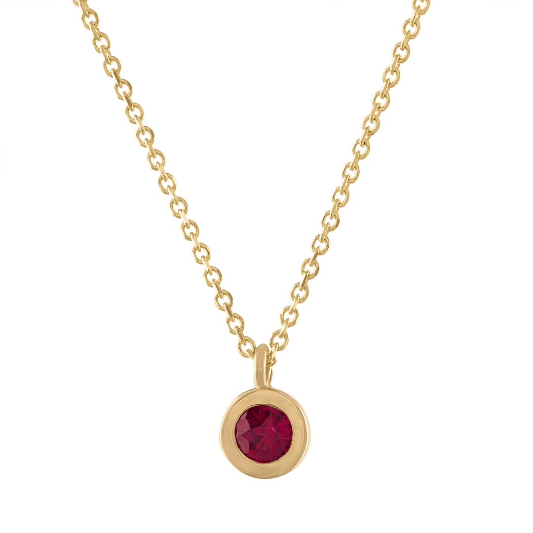 14k Yellow Gold Ruby Pendant Necklace - Etsy