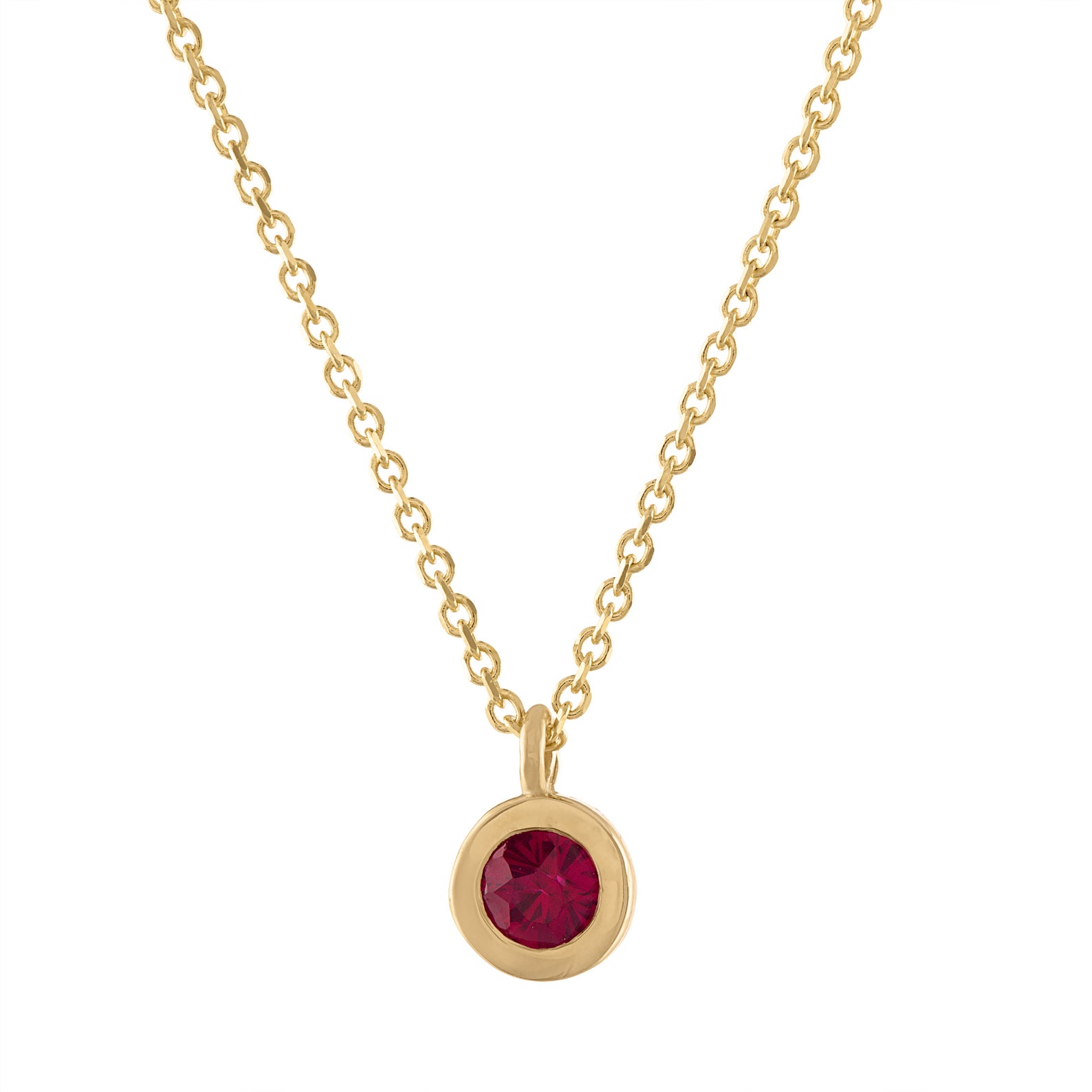 14k Yellow Gold Ruby Pendant Necklace - Etsy