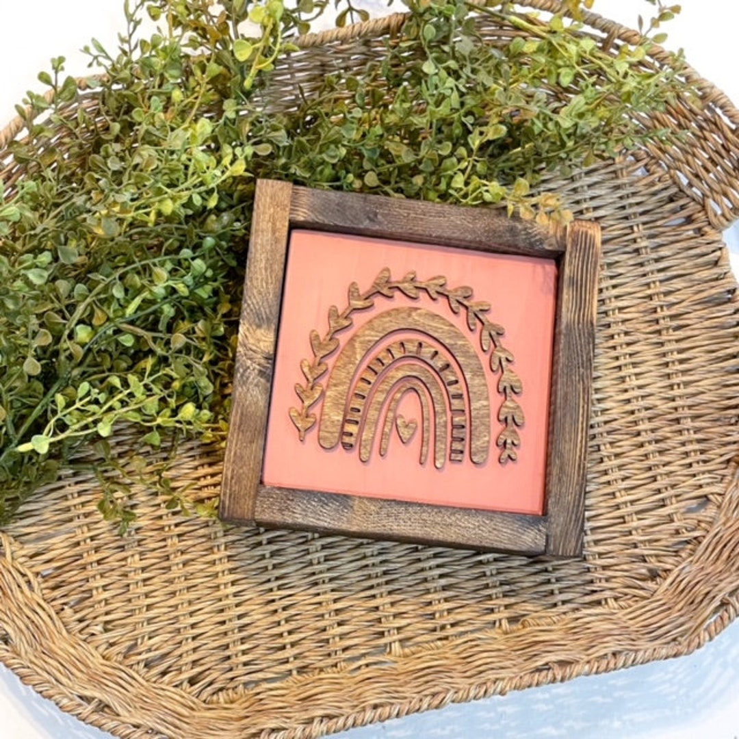 Boho Fall Rainbow Wooden Sign Boho Rainbow Sign Rainbow Wood Sign ...