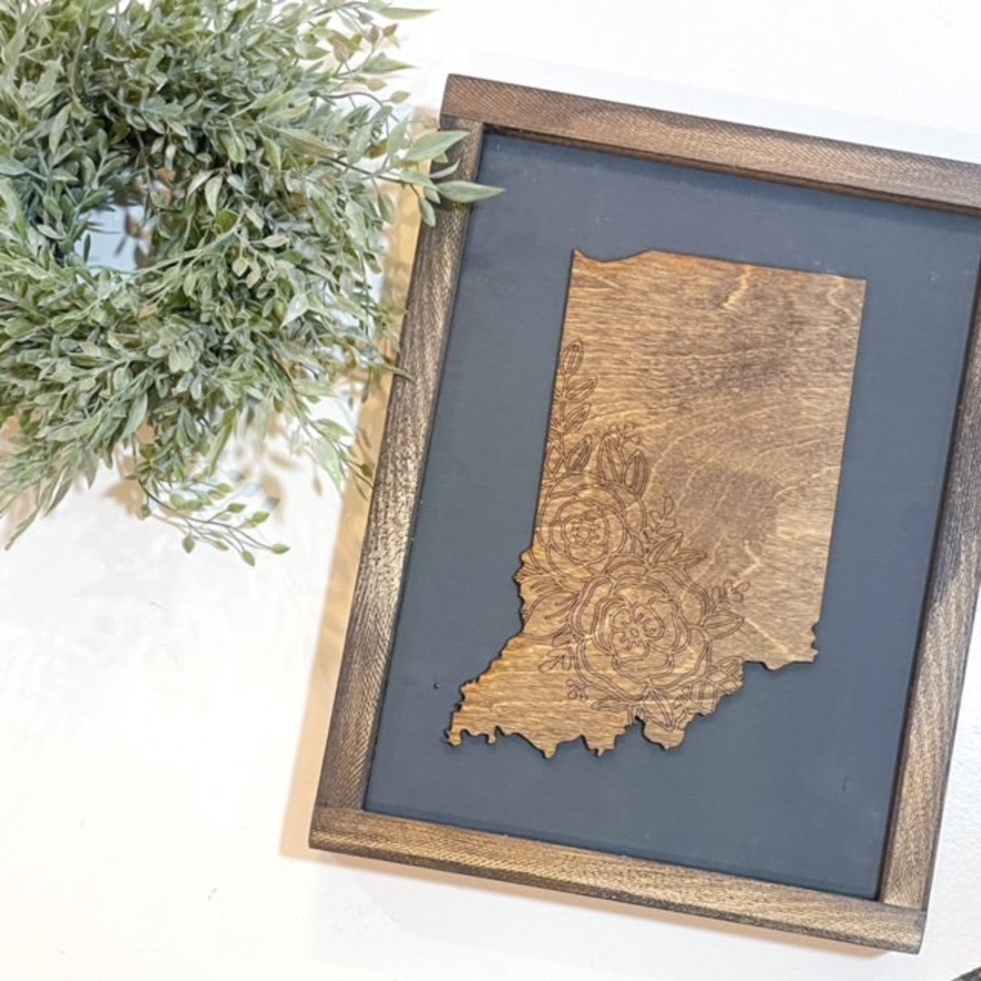 Indiana Home Local Handmade 3D Wooden Sign Indiana Decor Local Home ...