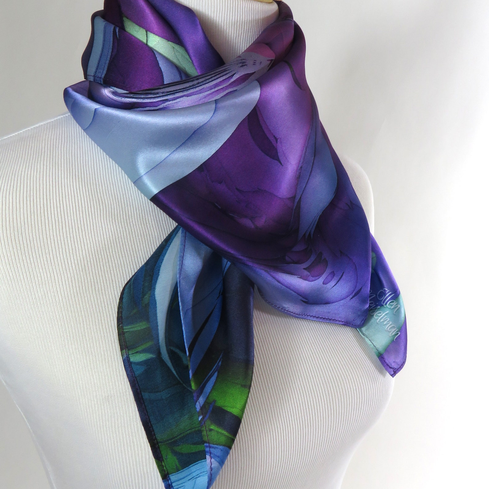 Purple Silk Scarf Square Womens Violet 36 Square Scarf - Etsy