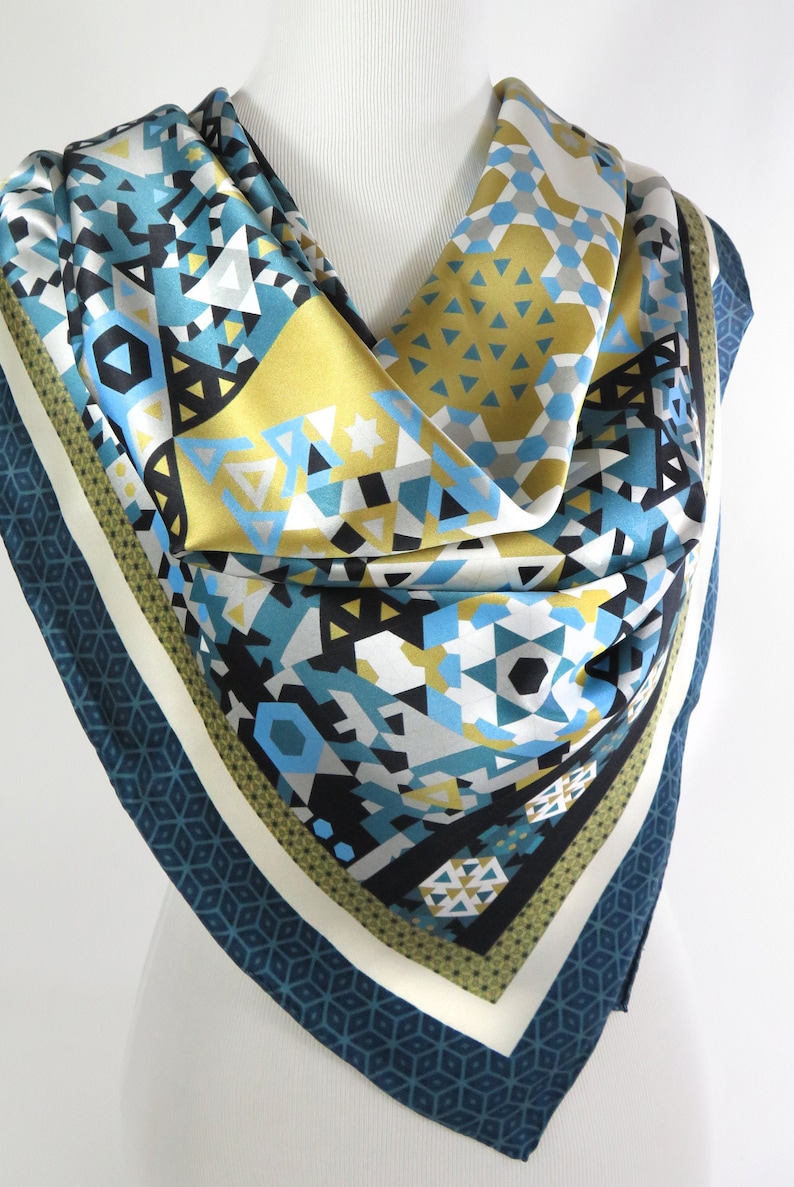 Womens Silk Scarf in Blue Green in Your Stars - Etsy