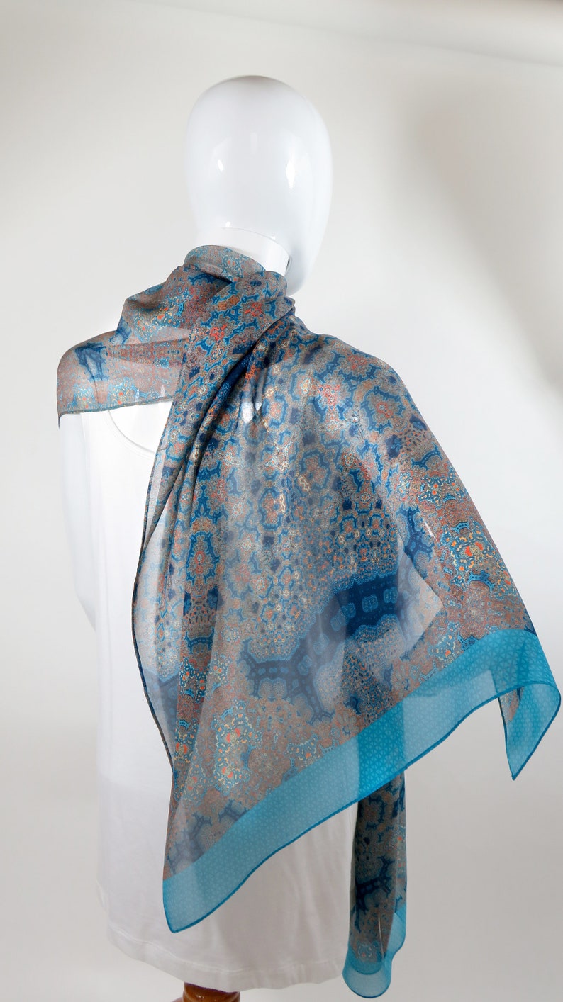 Long Silk Scarf Shawl Scarves for Women Teal Green Blue - Etsy