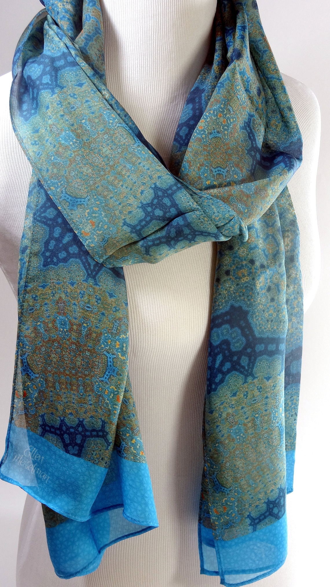 Large Blue Silk Scarf Scarves for Women Teal Green Blue | Etsy