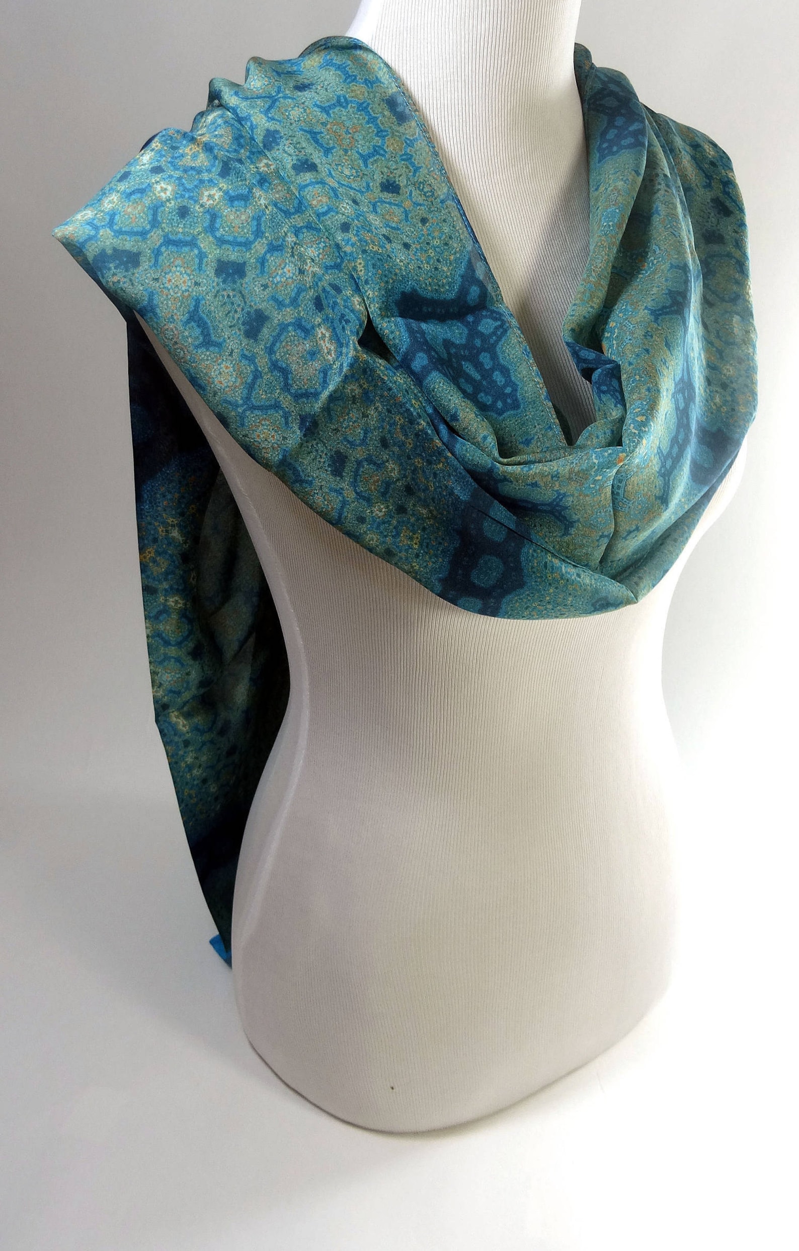 Large Blue Silk Scarf Scarves for Women Teal Green Blue | Etsy