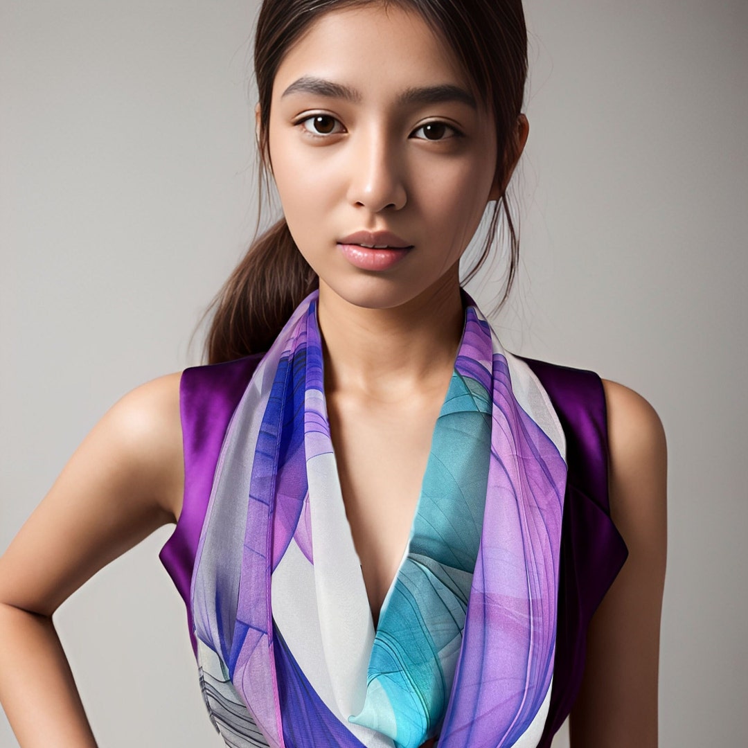 Purple Blue Green Sheer Silk Bandana - Etsy