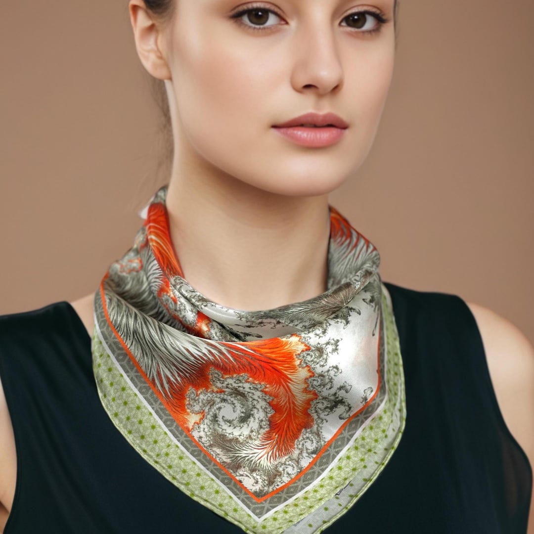 Tail of the Phoenix Silk Scarf, 3D Fractal Art, Pocket Square ...