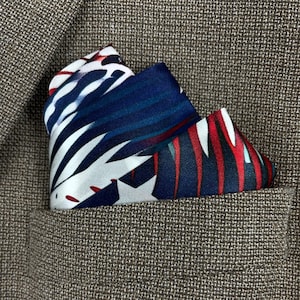 Pure Silk Pocket Square, Red White and Blue Stars and Stripes, Gift for ...