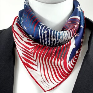Small Red White and Blue Silk Scarf, stars and Stripes Patriotic Silk ...