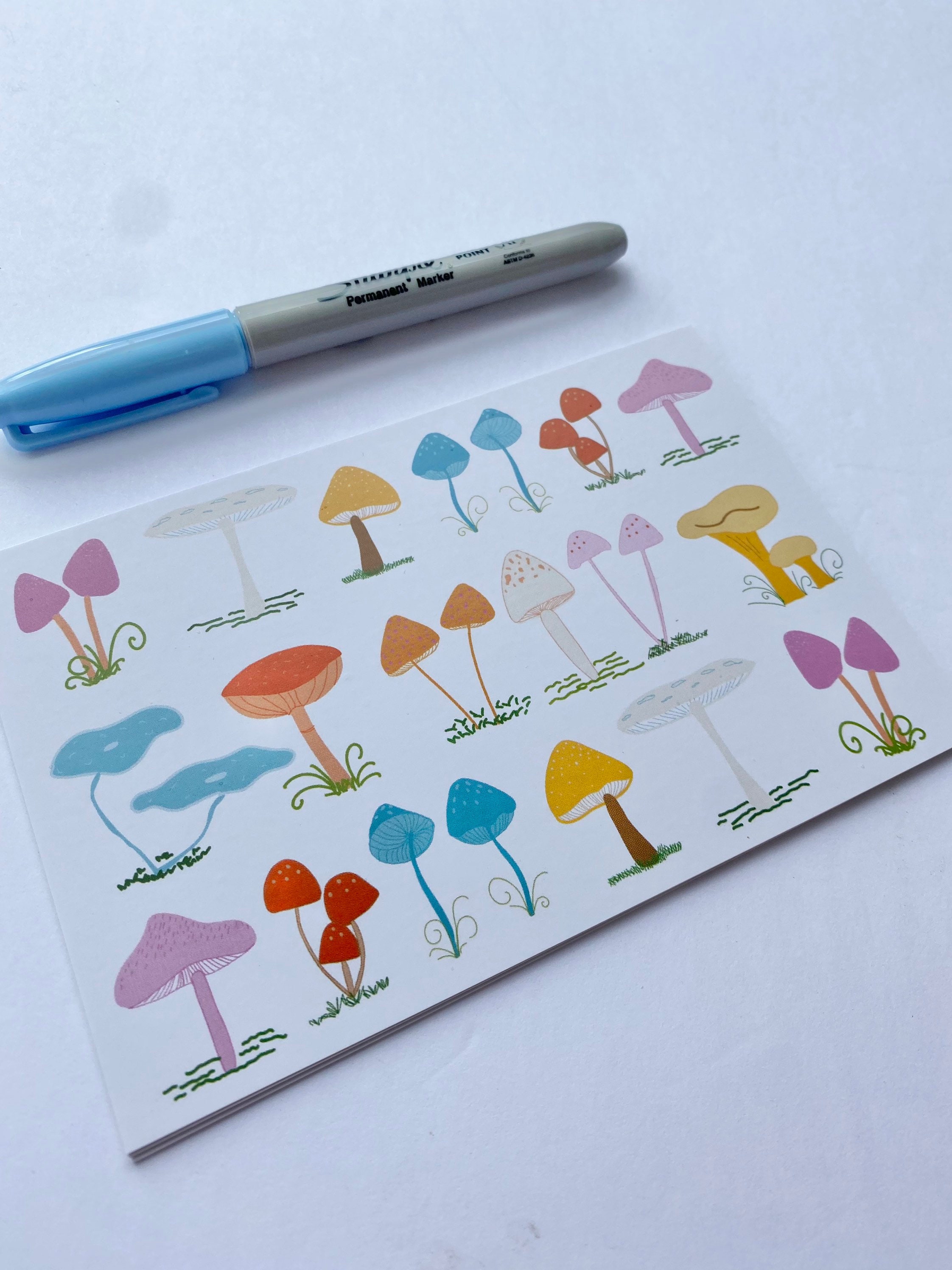 Mushroom Notecards Stationary Set With Colorful Mushrooms | Etsy