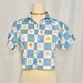 Checkered Floral Crop Top: 70s Retro Button-down Shirt - Etsy