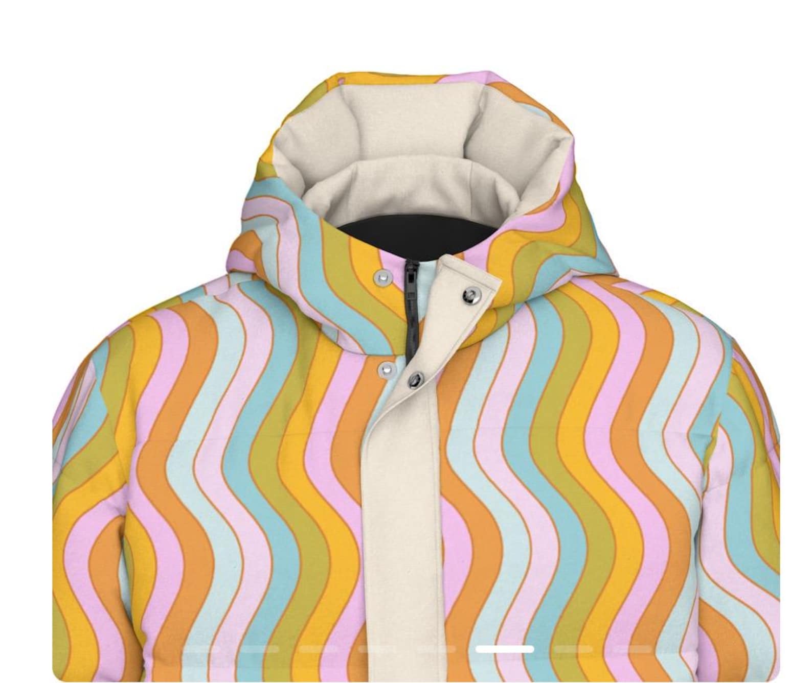 Wavy Rainbow Puffer Coat: Long Trippy Festival Winter Jacket - Etsy
