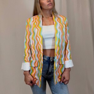 Wavy Rainbow Blazer Funky Psychedelic Colorful Jacket With - Etsy