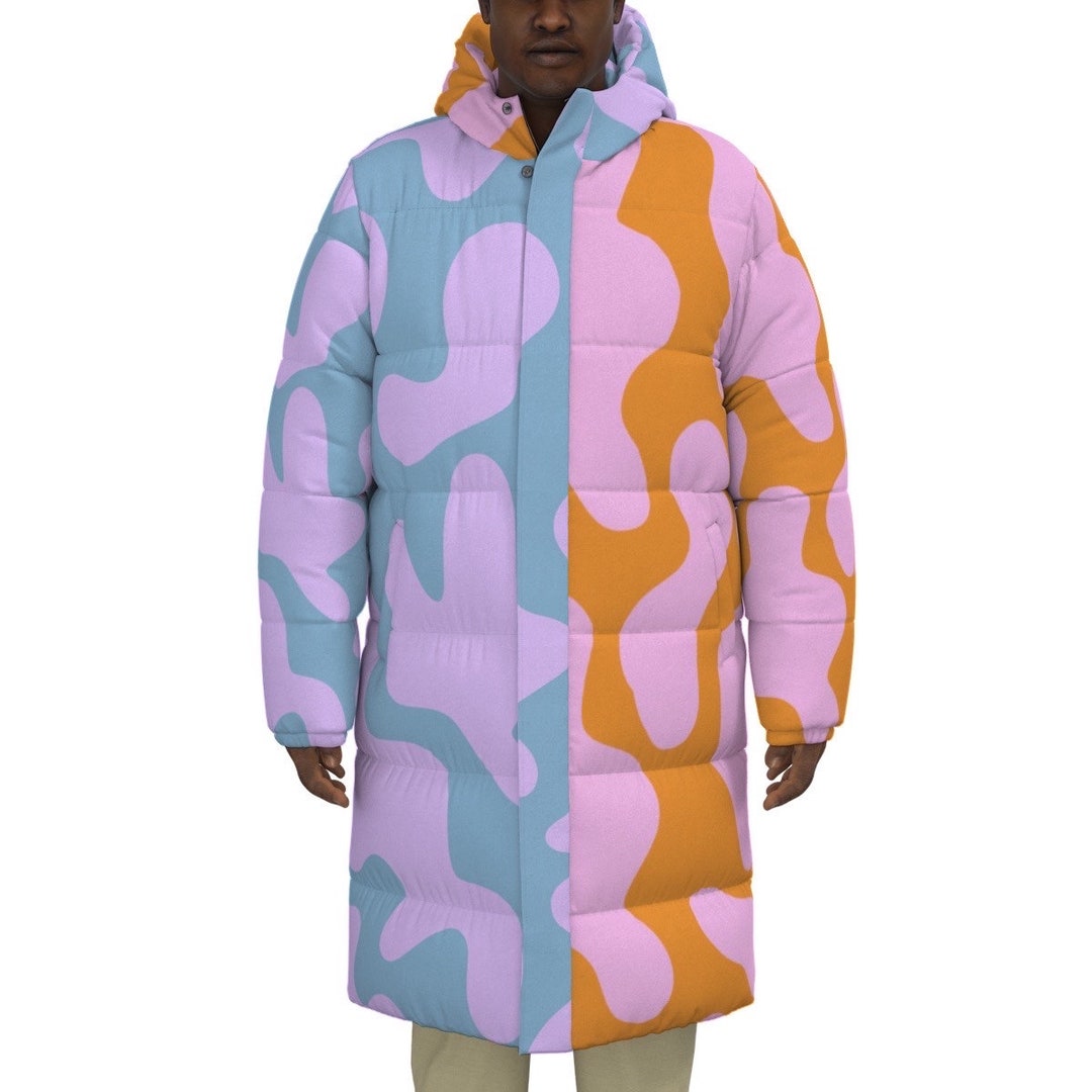 Lava Lamp Puffer Jacket Long Puffy Coat With Colorful Trippy Design ...