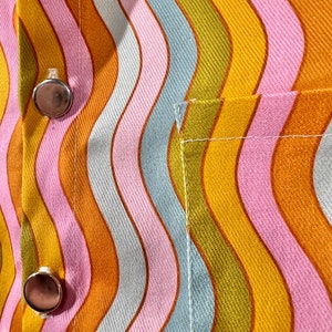 Wavy Rainbow Cropped Light Denim Jacket; Lightweight Cotton Jacket With ...
