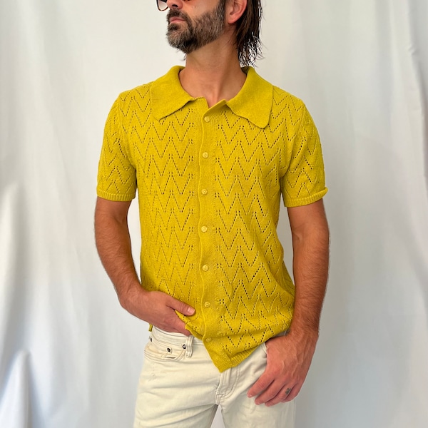 Knitted Button Down Men - Etsy