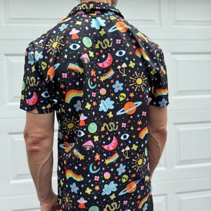Cosmic Button-up Shirt: Planets, Rainbows, Stars, Ufos - Etsy