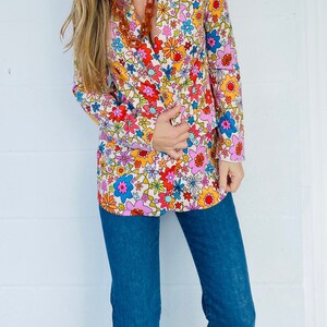 Flower Power Blazer; Funky Colorful Floral Jacket; Retro; Fun Jacket - Etsy