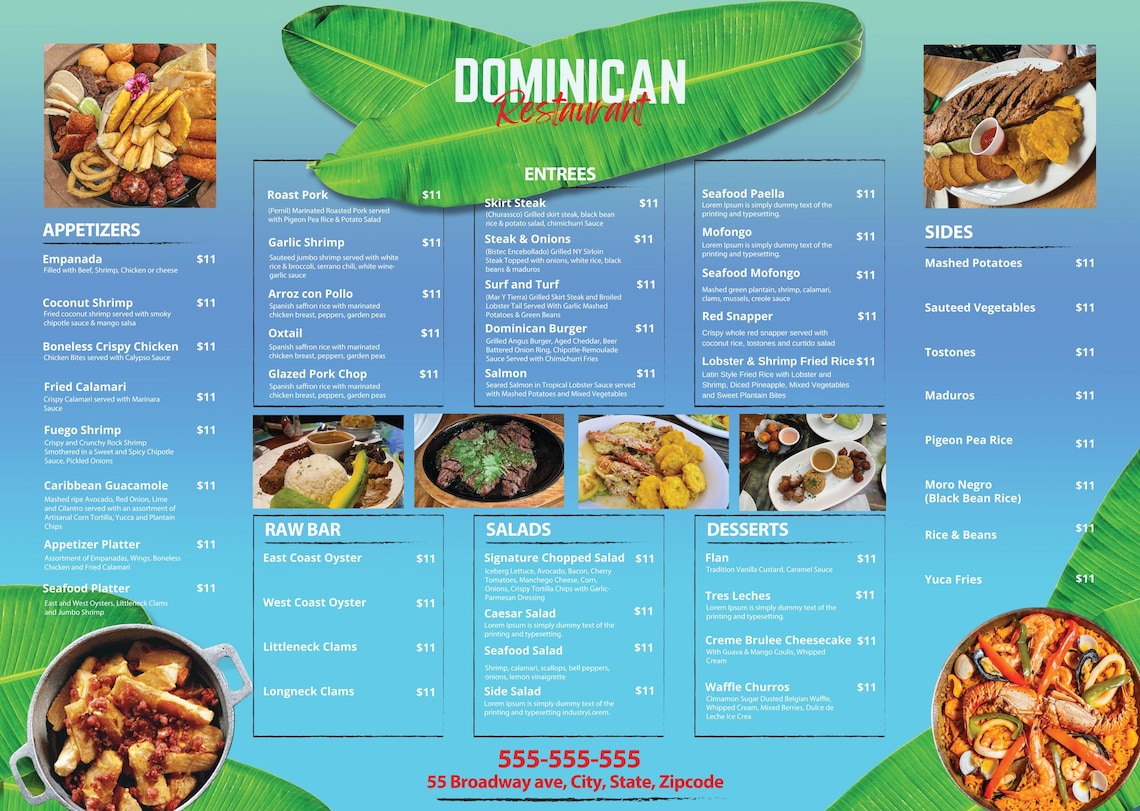 Dominican Restaurant Menu Template: Caribbean Food (editable Canva) - Etsy
