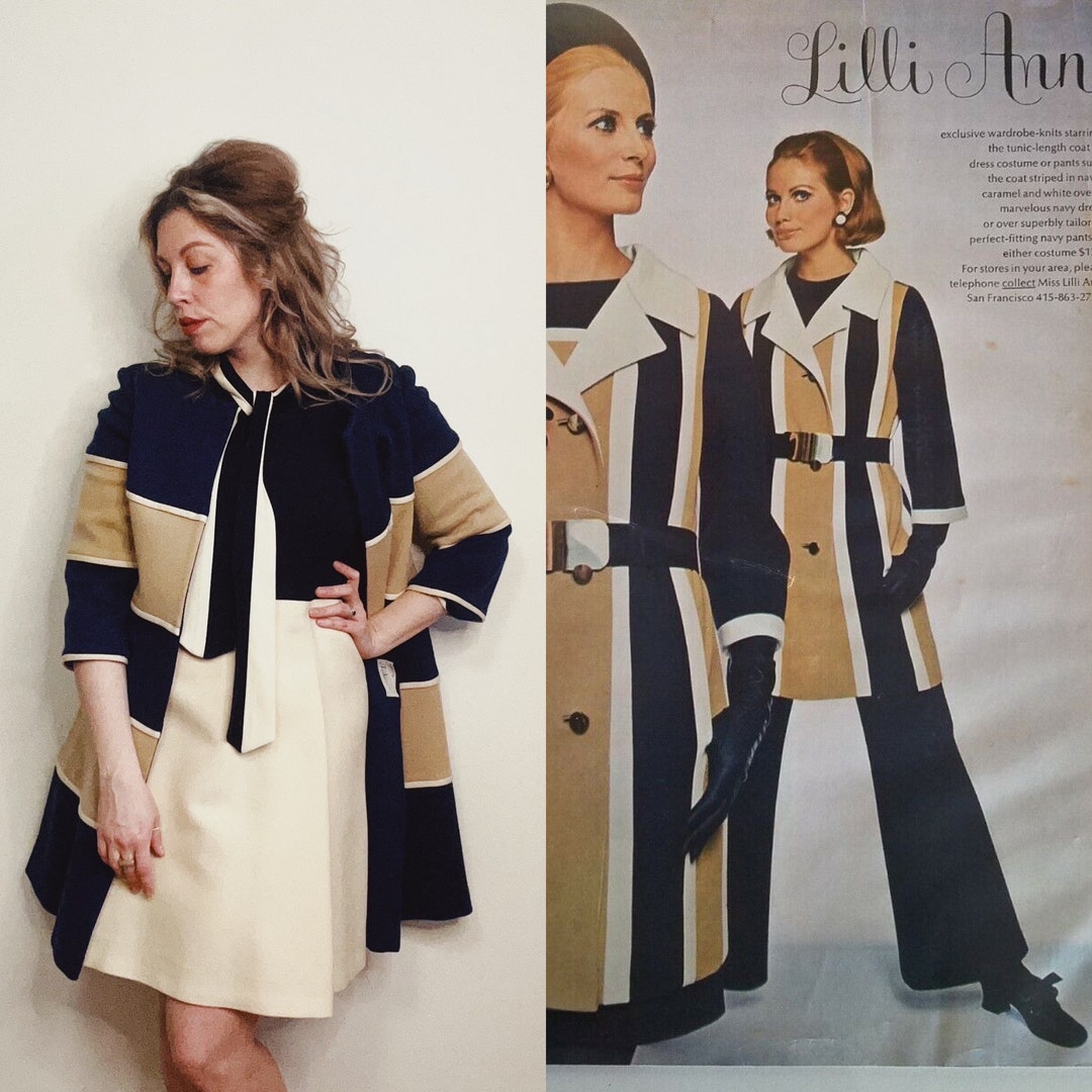 1960s Lilli Ann Knit Paris Wool and Silk Dress and Jacket Set in Navy ...
