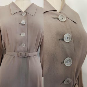 1940s Light Brown Rayon Crepe Dress W/ Pleated Skirt, Original Belt ...