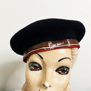 Vintage 1960s French Navy Blue Wool Beret - L’aiglon by Laulhère, Faux ...