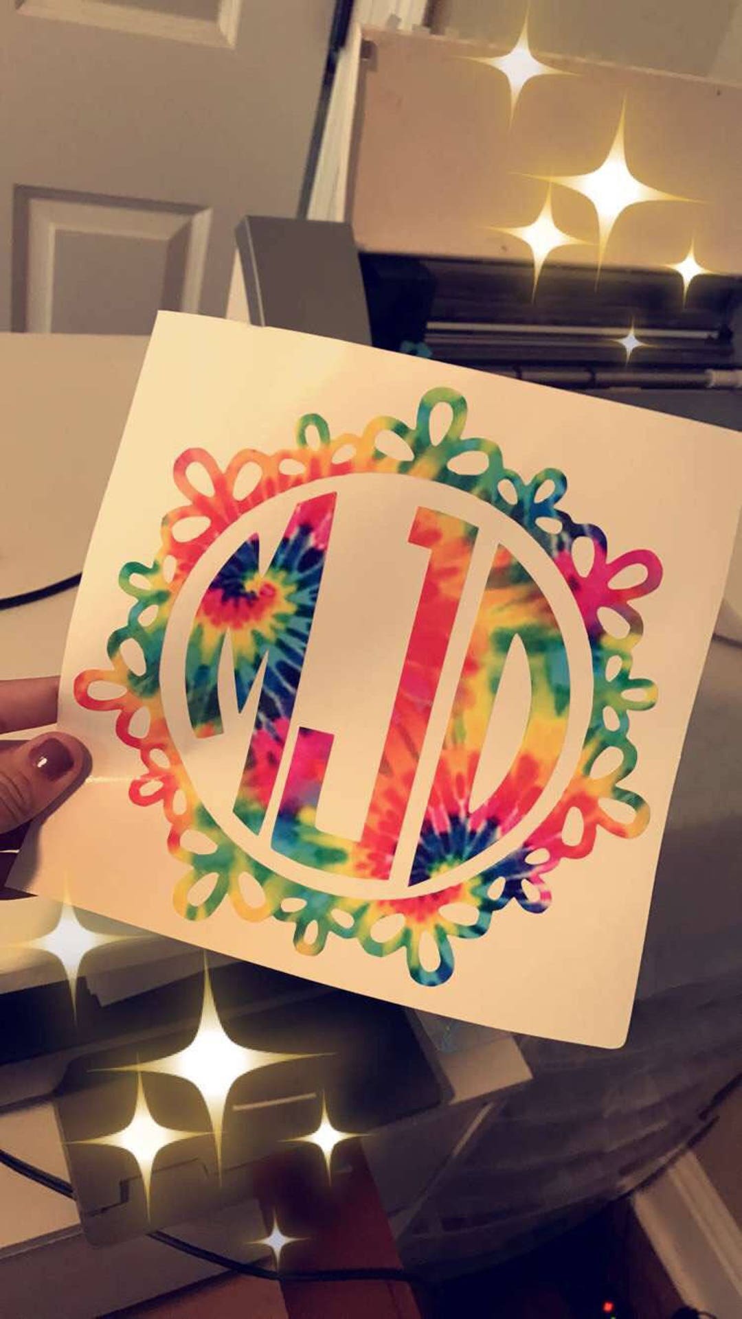 Tie Dye Monogram Decal - Etsy