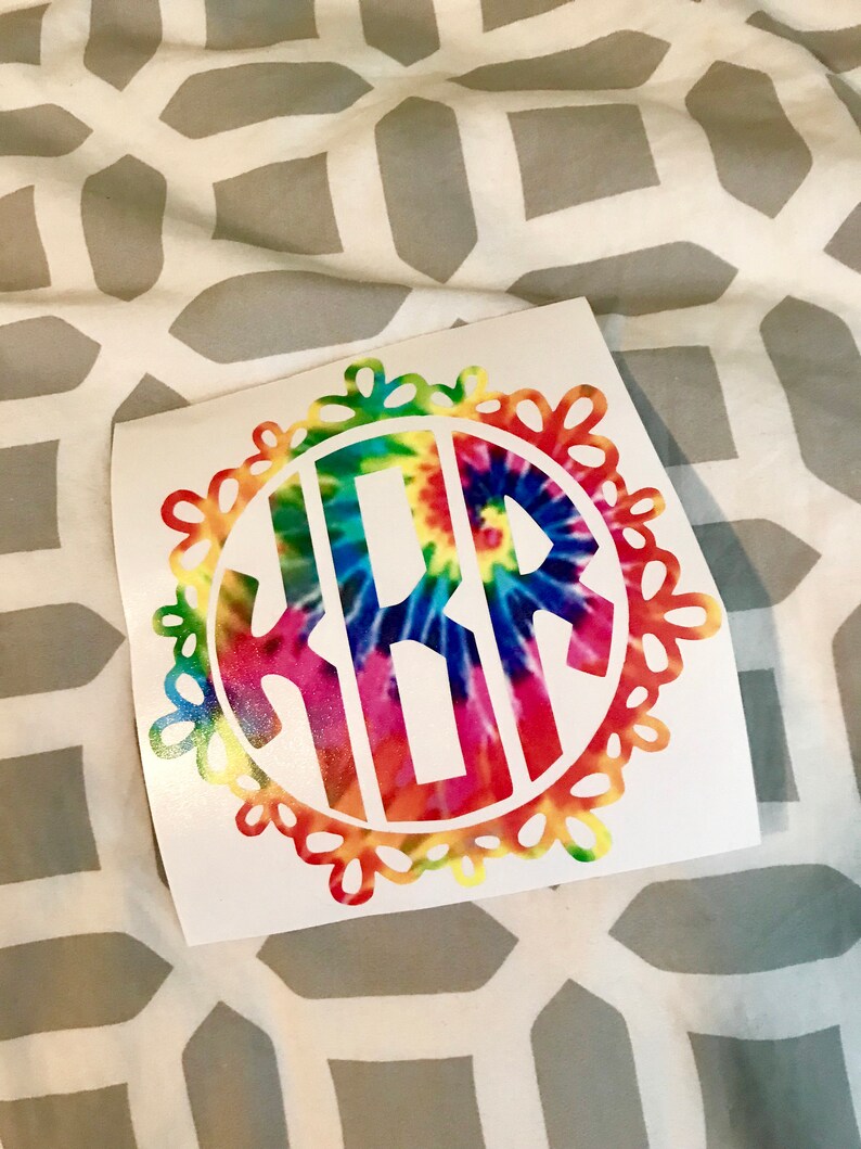 Tie Dye Monogram Decal - Etsy