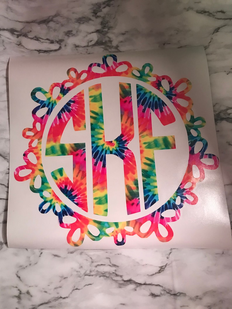 Tie Dye Monogram Decal - Etsy