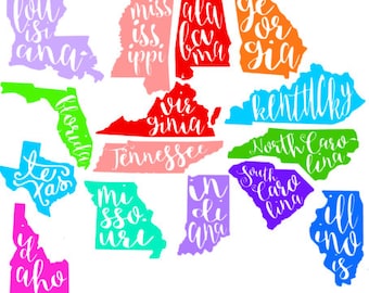 Cursive State - Etsy