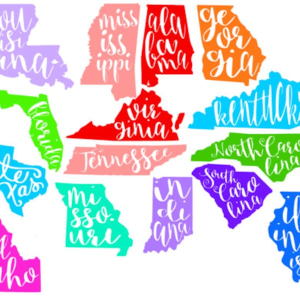 Cursive State Decal - Etsy