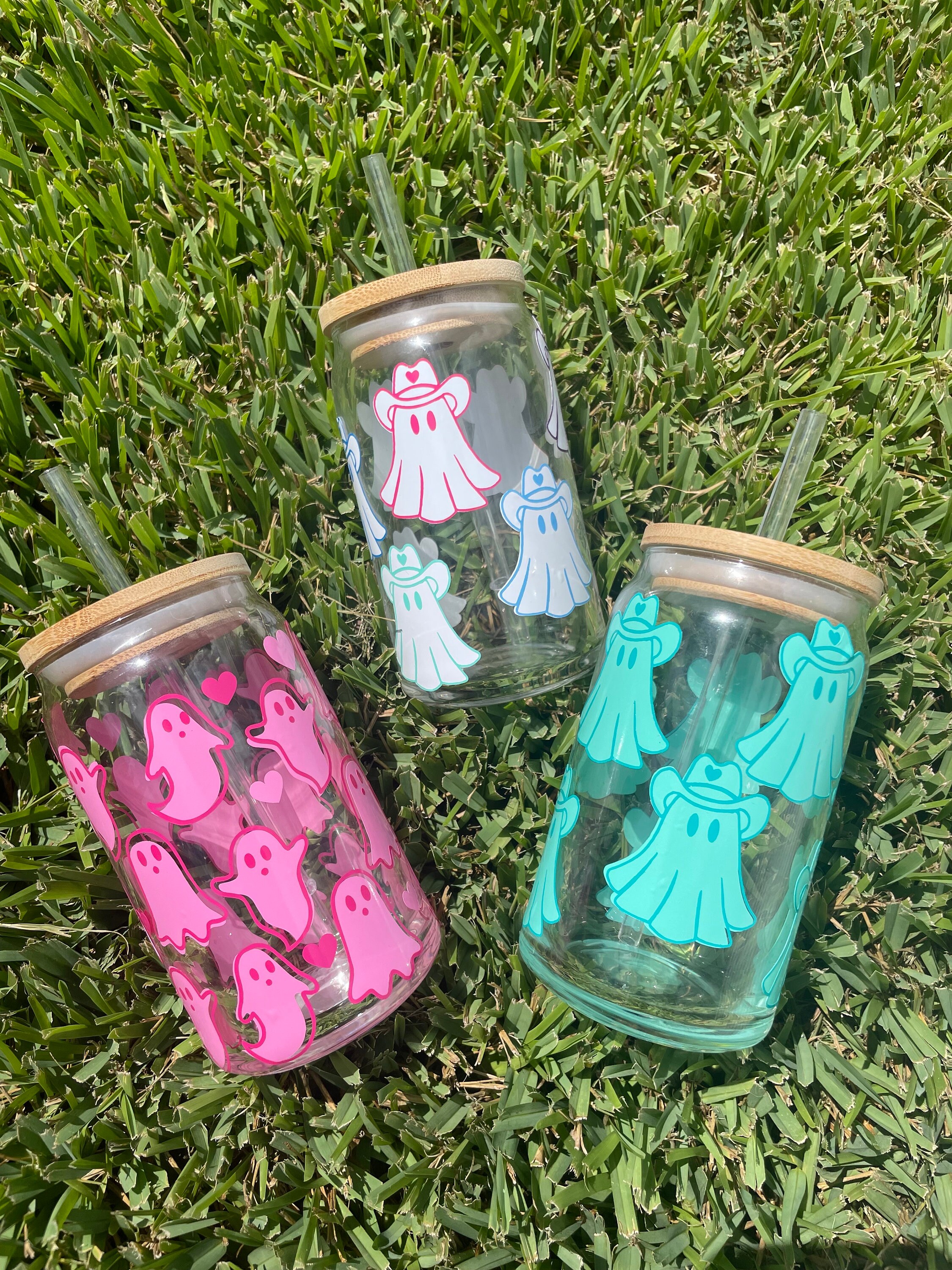 Spooky Ghost Soda Cup With Lid and Straw - Etsy