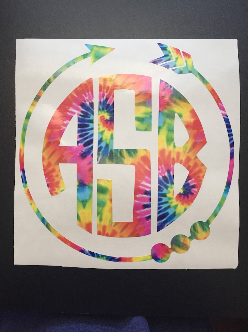 Tie Dye Monogram Decal - Etsy