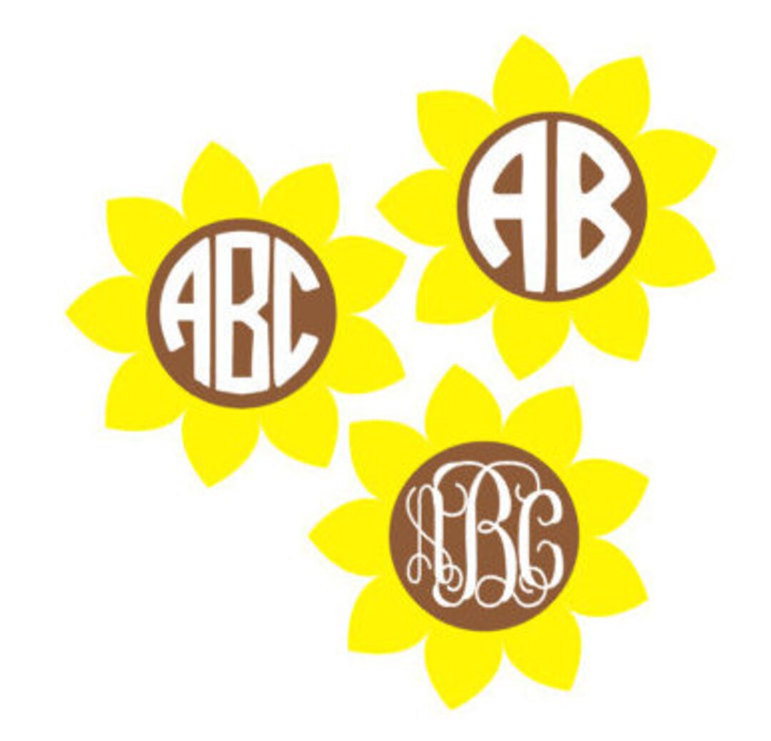 Monogram Sunflower Decal - Etsy