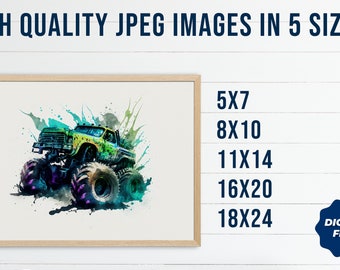 Art Print Monster Truck Kids Room Wall Art Poster Nursery Decor ...