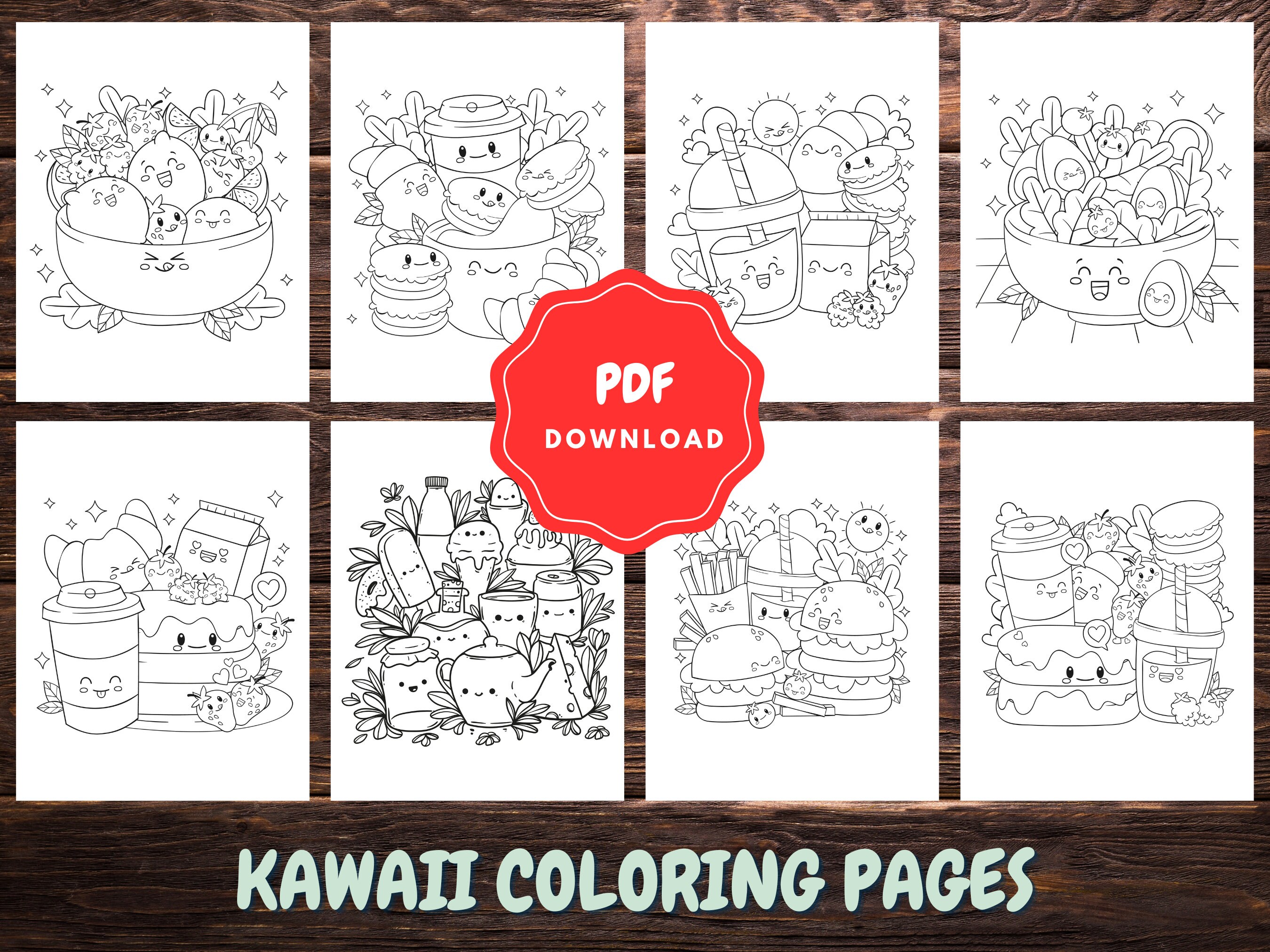 Coloring Pages for Kids | Kawaii Coloring Book Digital Download Pdf ...